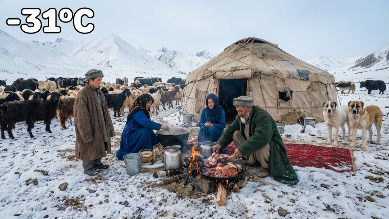 Daily Life of a Nomadic Shepherd Family | Cooking and Surviving Winter ...