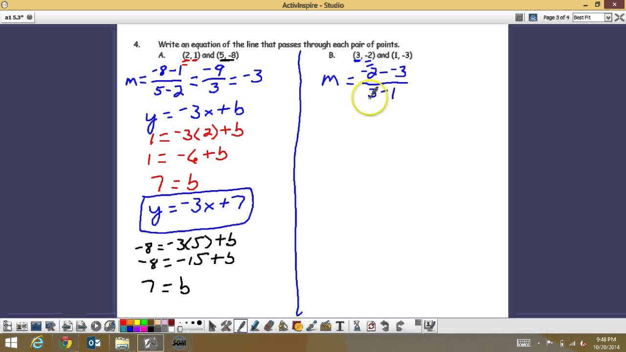 Slope-Intercept Form of a Linear Equation Through Two Points - YouTube
