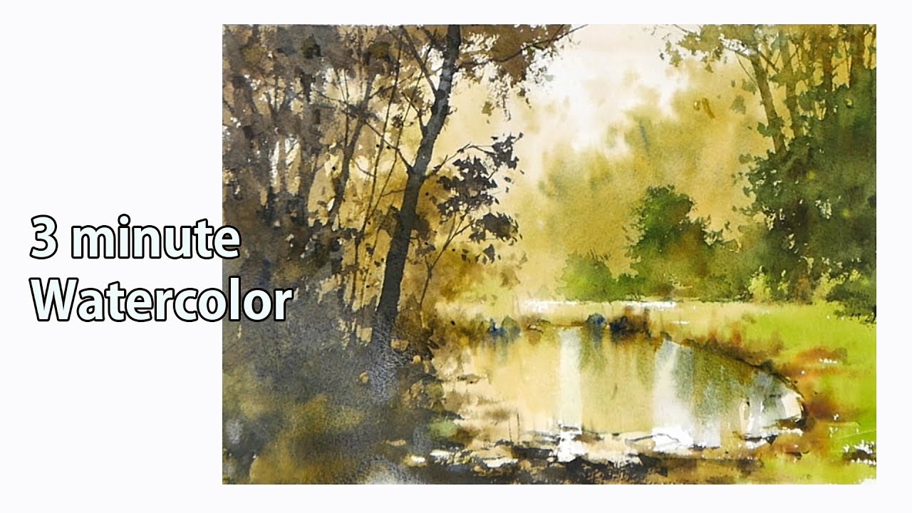 [ 3 minute Watercolor ]Without Sketch Landscape Watercolor- Forest ...