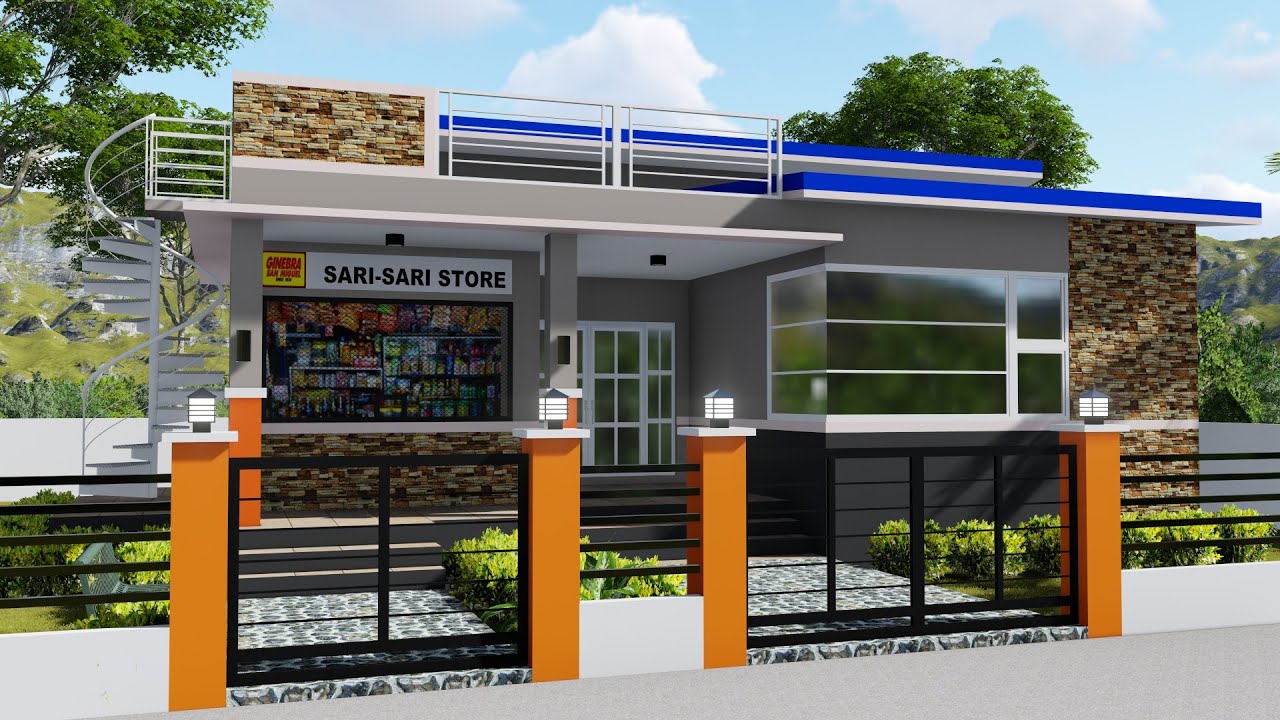 OFW House Design na may Sari sari store - 3 Bedroom #BAHAYDESIGN - YouTube