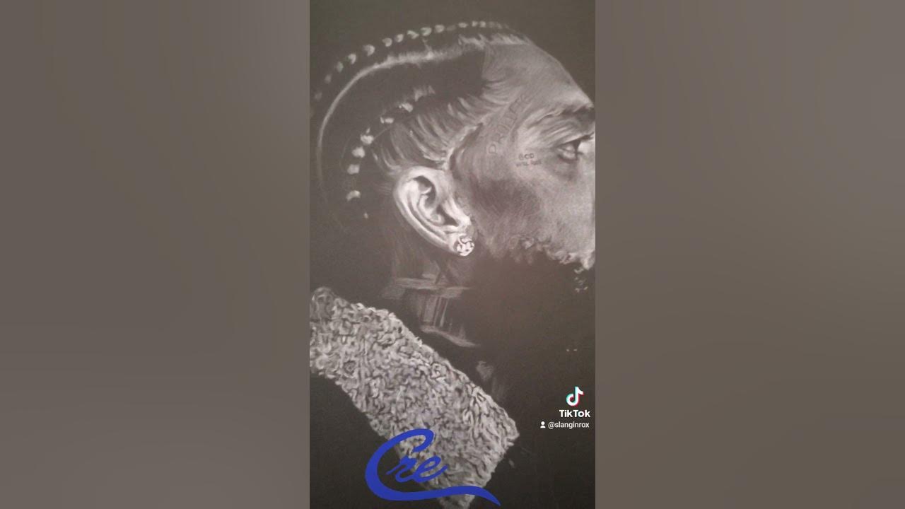 Nipsey Hussle Drawn With White Pencil On Black Paper Process Now On T