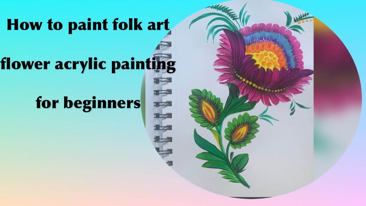 How To Paint Easy Folk Art Flower Acrylic Painting For Beginners |Folk ...