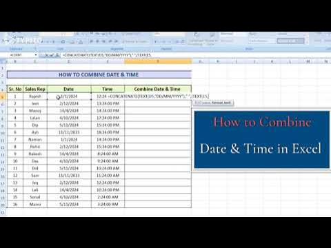 Combine Date and time in ms excel - YouTube