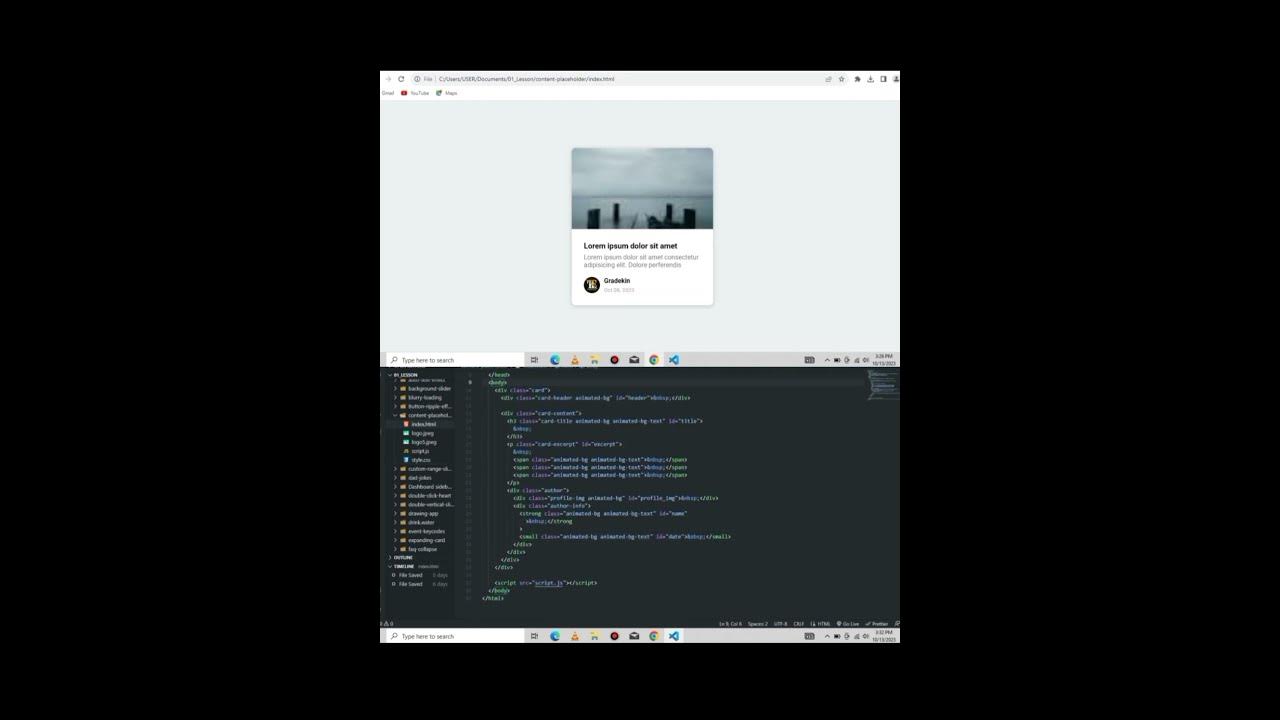 How to create content placeholder using html css and JavaScript - YouTube
