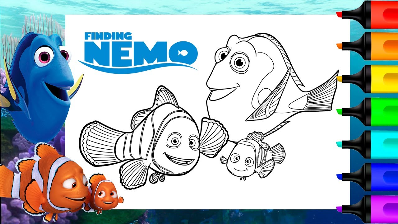 Coloring Finding Nemo Disney Pixar | Art and Coloring Fun - YouTube