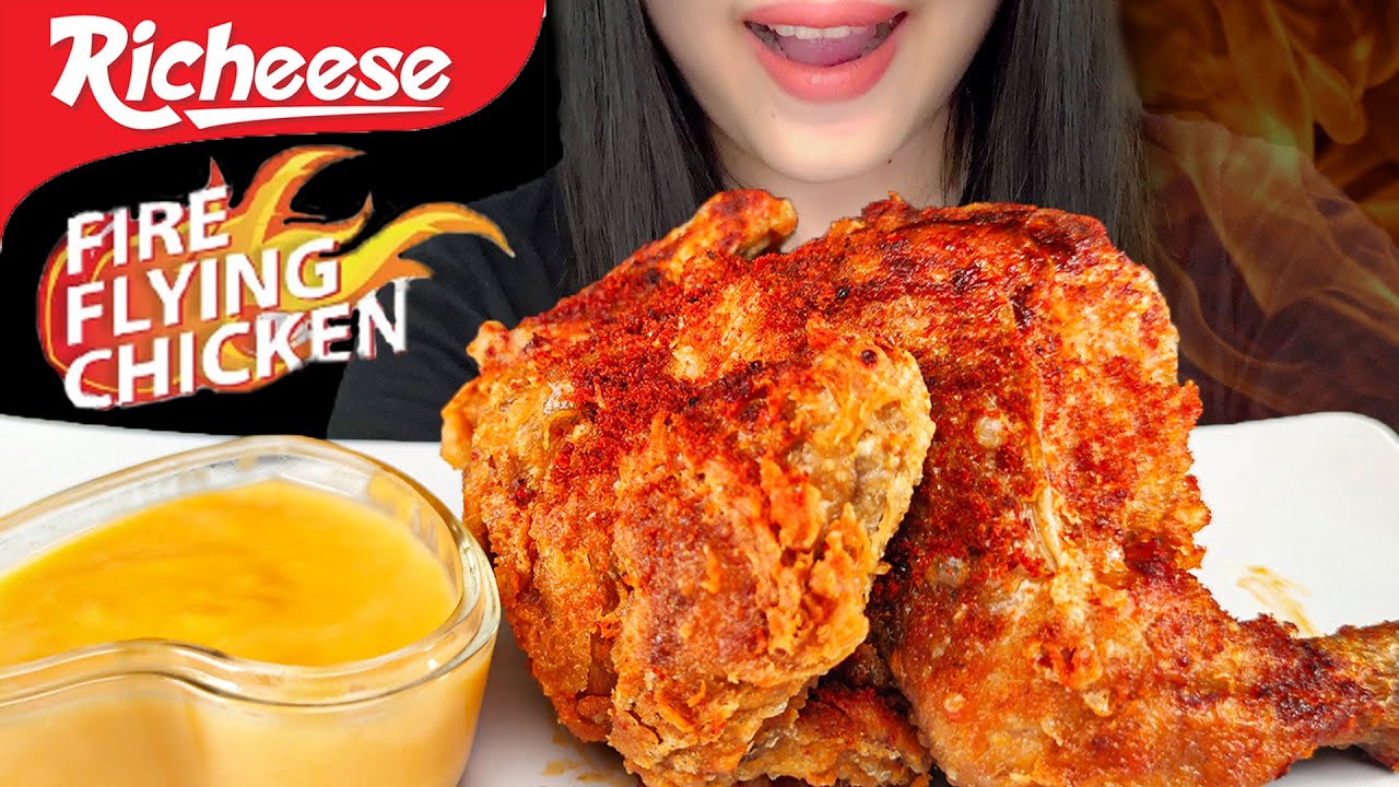 KALAP‼ ASMR RICHEESE FIRE FLYING CHICKEN LEVEL SPICY | MENU TERBARU ...