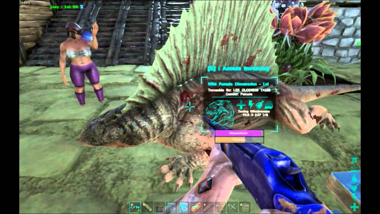 ARK Survival Evolved tame d un dimetrodon - YouTube