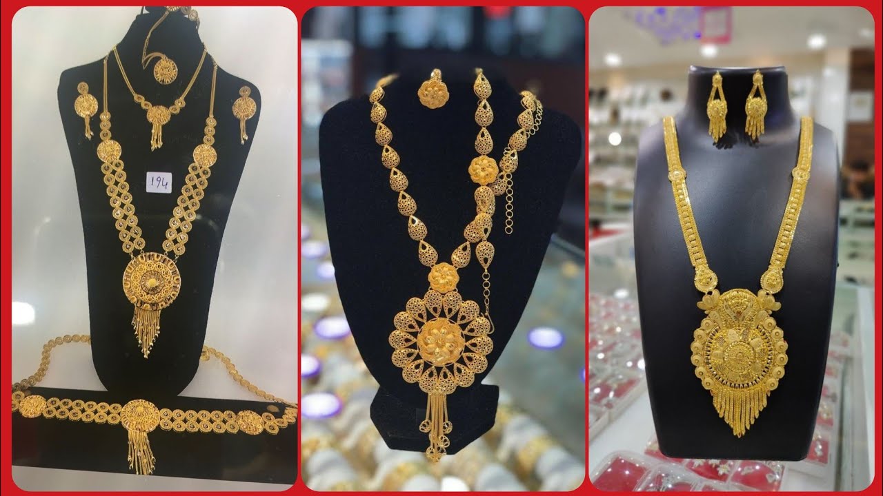 Glamourus & Stunning Arabic Gold Long Necklace Design - YouTube