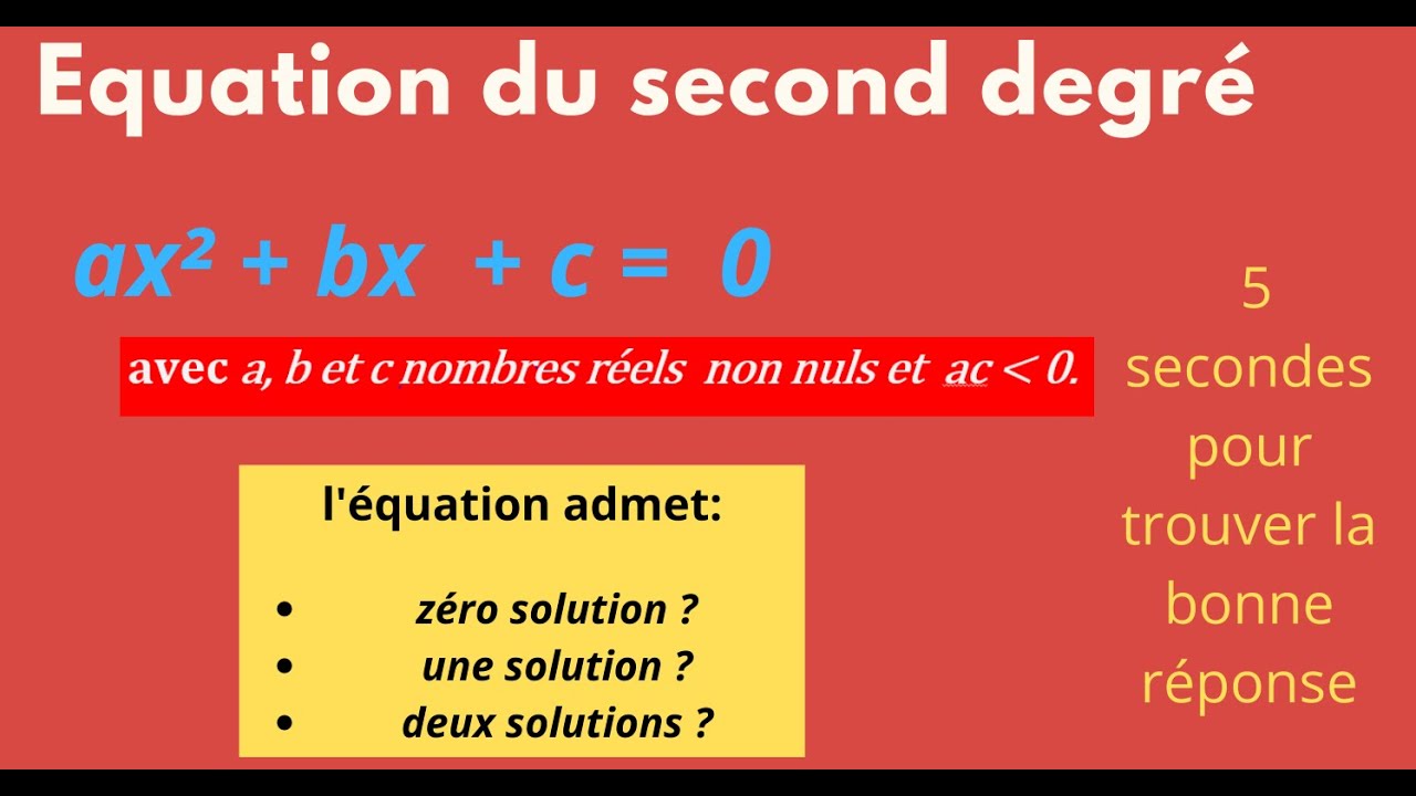 Equation du second degré - exercice corrigé - YouTube