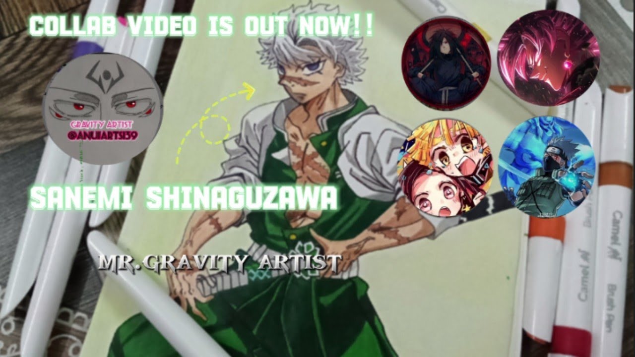 My Collab Video Is Here🥳||Drawing Sanemi Shinaguzawa From Demon Slayer😈 ...