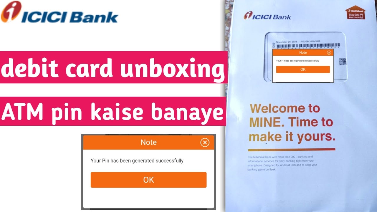 ICICI debit card & check book unboxing 2021 | icici pin generation in ...