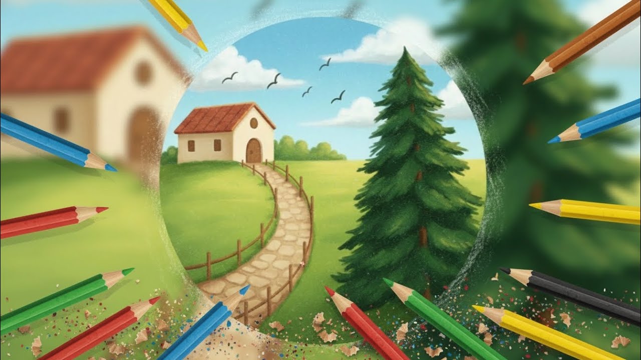 🏡 How to Draw a Peaceful Farmhouse in the Countryside | Colored Pencil ...
