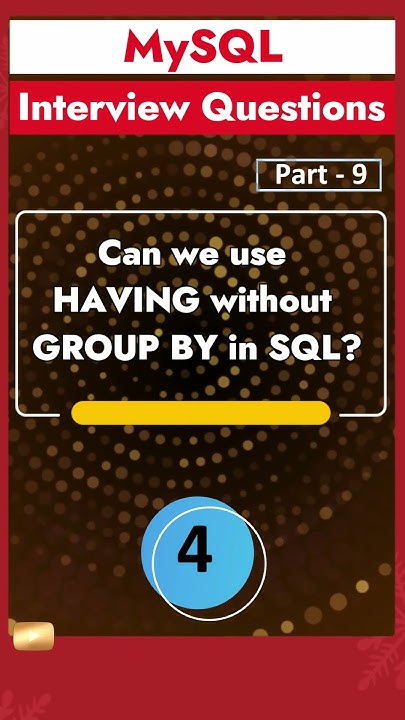 Part 9 - SQL/MySQL Interview Questions for Data Analysts - YouTube