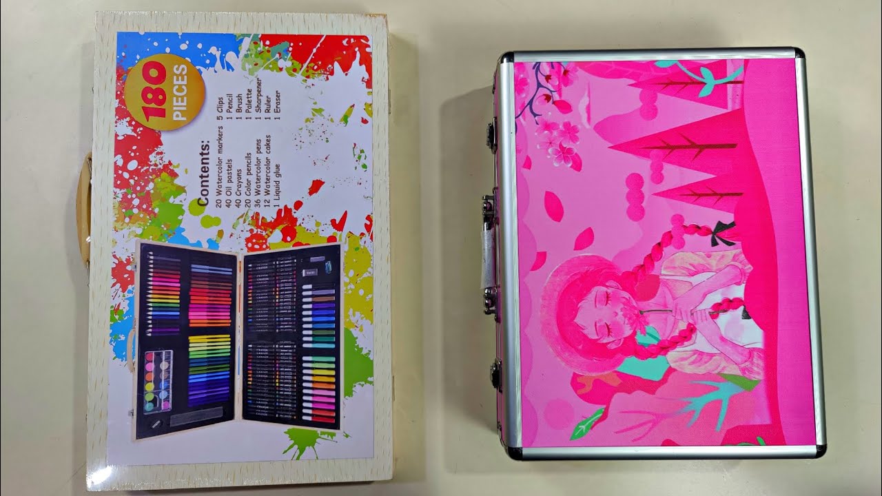 unboxing deluxe smart art kit, colour kit, art supplies, collection of ...