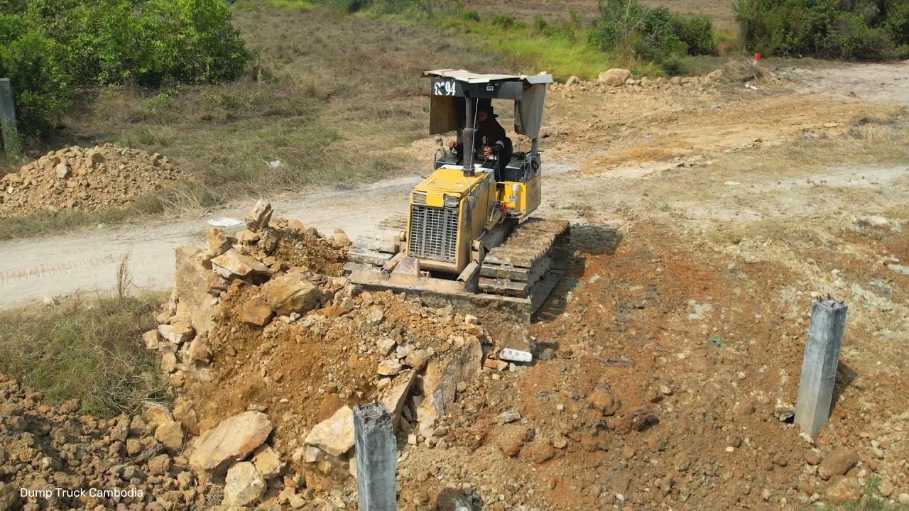 Amazing!! new project bullozer pushing stone the road contraction with ...