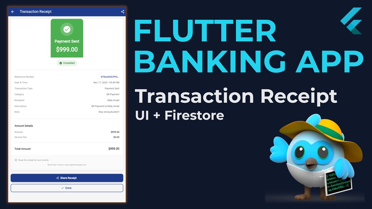 Build Professional Digital Payment Receipts in Flutter | Banking App ...