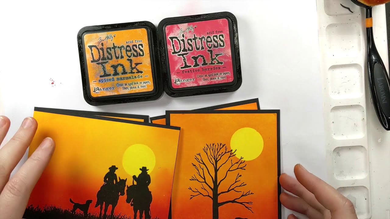 An Experiment in Ink / Distress Ink/ Blue Knight Rubber Stamps / Sunset ...