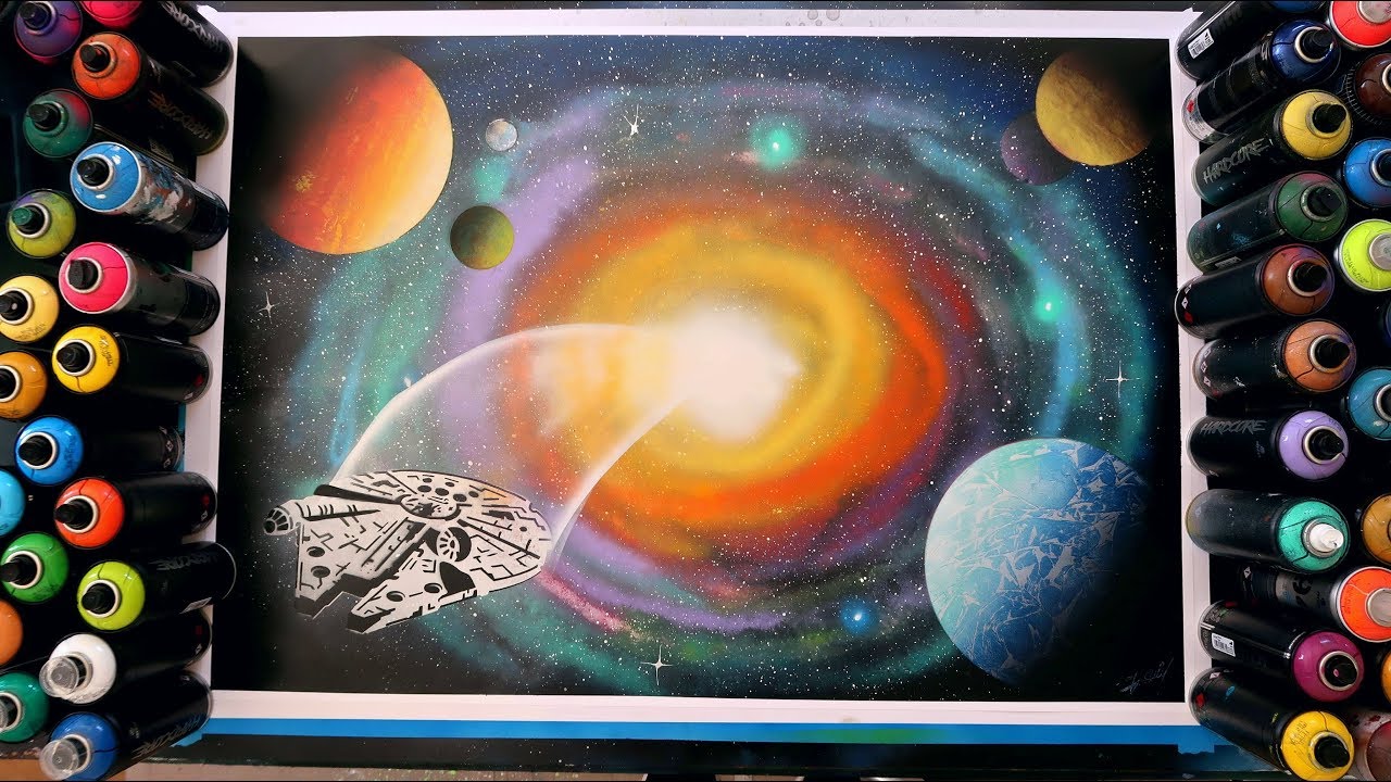 MILENIUM FALCON SPRAY PAINTING - ArteDaniel - YouTube