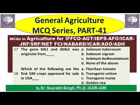 General Agriculture MCQs (Part-41) for IFFCO-AGT/ICAR-JRF /SRF/ NET/ IBPS-AFO/FCI/BHU/UPSC/ADO ...