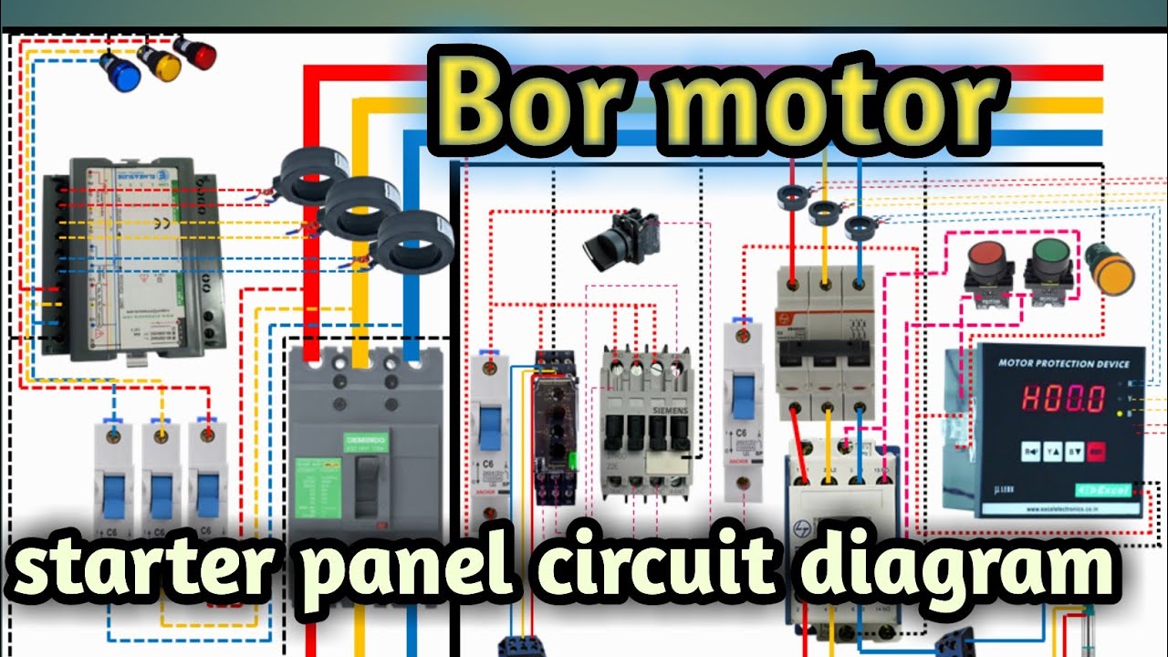 Bore motor starter panel circuit daigram - YouTube