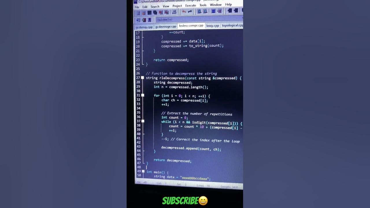 Lossless Compression In Ccodinglife Coding Programminglanguage Codelife Codingtime Youtube