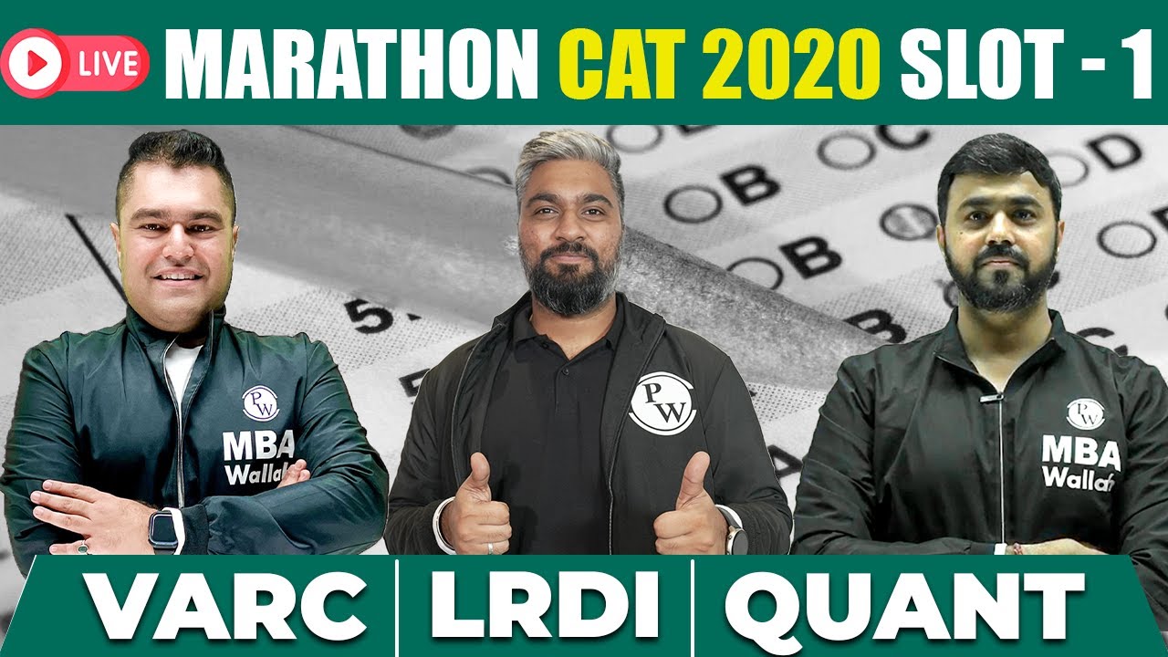 LIVE MARATHON CAT 2020 SLOT 1 | CAT 2023 | VARC | QUANT | LRDI | MBA ...