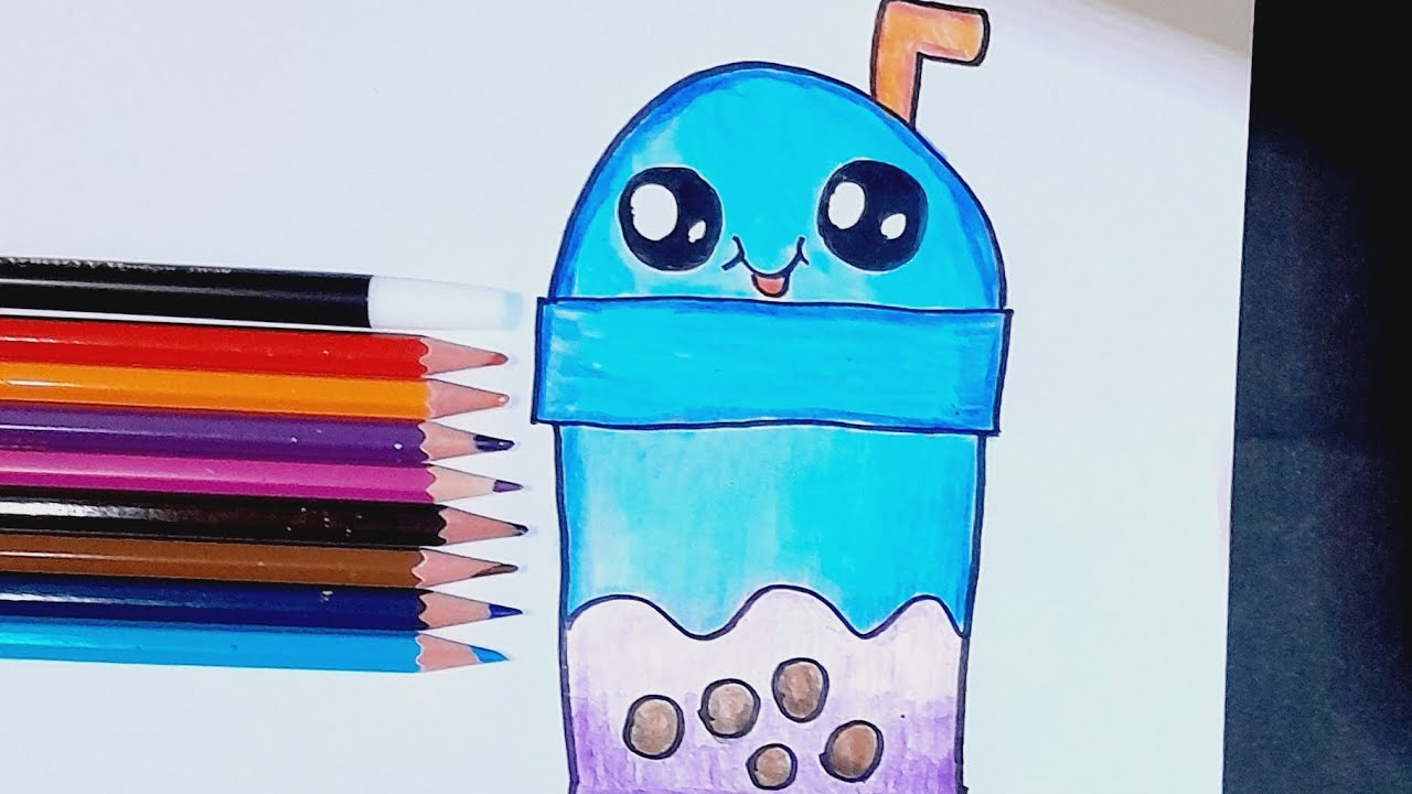 Cara Menggambar ES boba lucu imut - YouTube