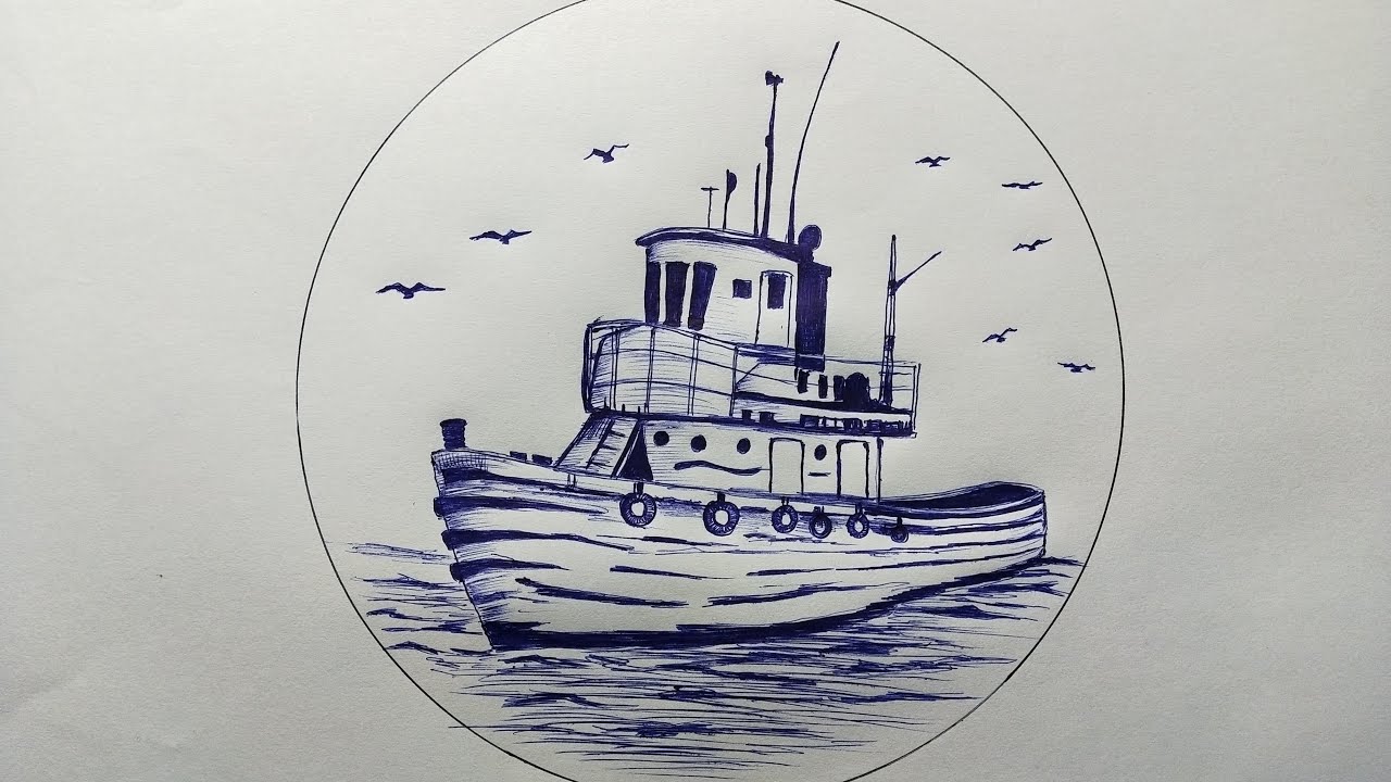 Yatch boat drawing with pen / step by step yatch boat drawing / really ...