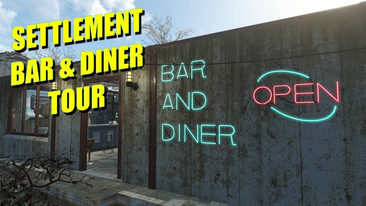 FALLOUT 4 - Settlement Bar & Diner Tour - YouTube