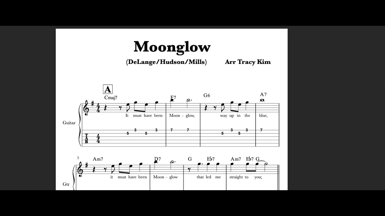 Moonglow- Easy Jazz Guitar Lesson- Chords, Comping, Melody, and More ...