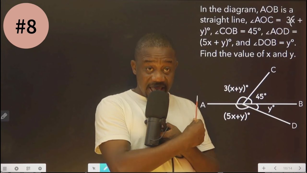 Geometry of straight lines | Angle on a straight line - Example 8 - YouTube