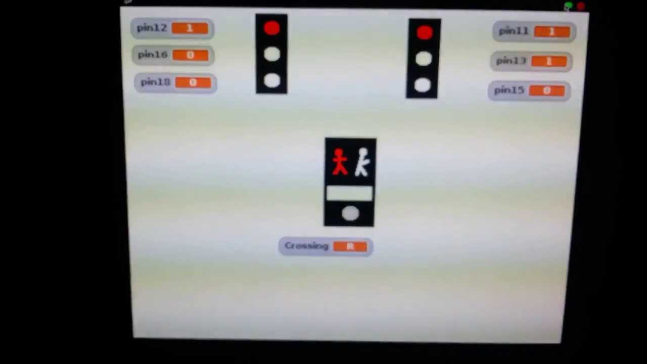 Pi + Scratch + GPIO - Traffic Lights with Pedestrian Crossing - YouTube
