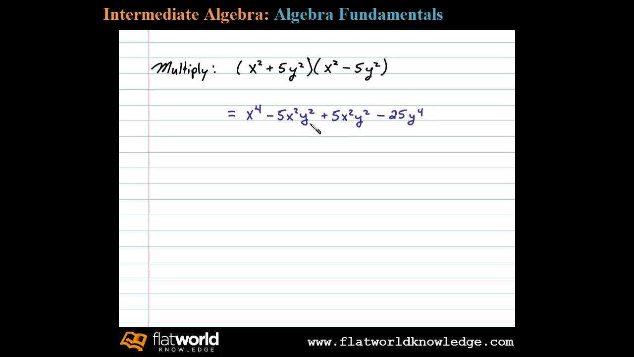 Multiplying Binomial Conjugates - Algebra fwk - IA 01-0602 - YouTube