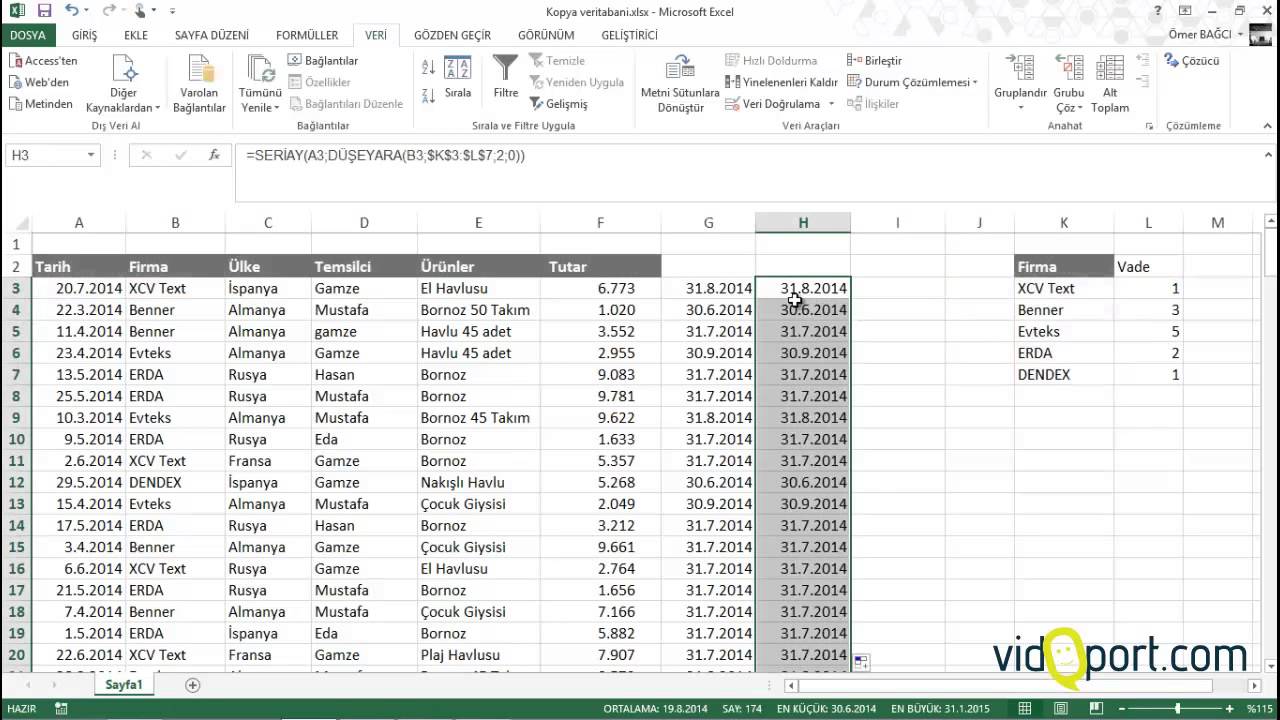 Excel 120 mer BA CI KB Ile deme Takip Listesi Olu turma YouTube