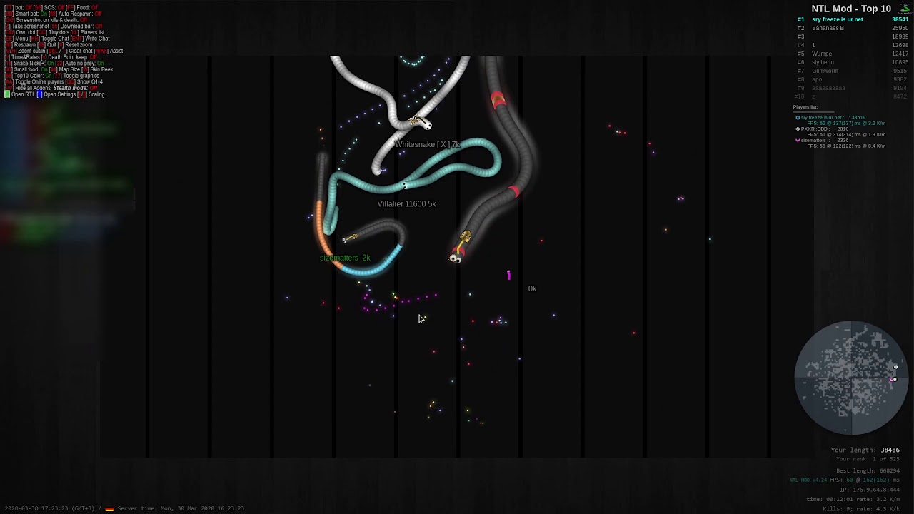 Slither.io: playing with v4.24 - ntl network (110k) - YouTube