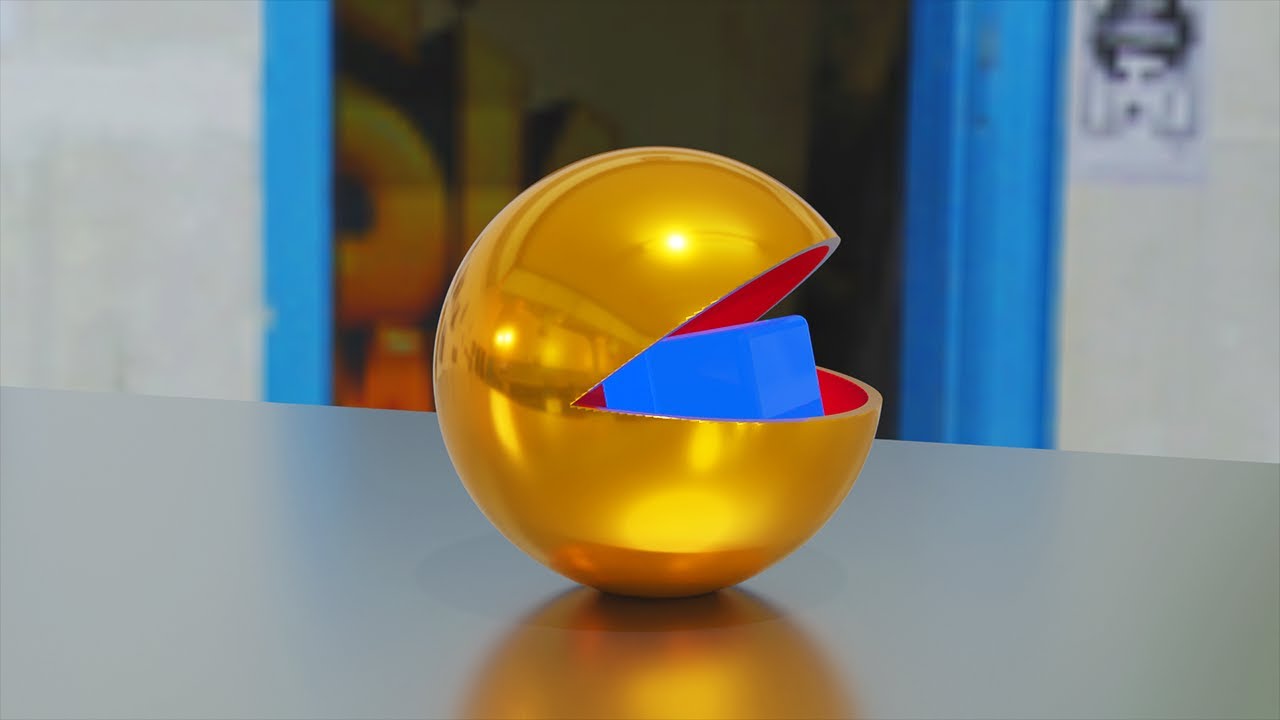 Pac Man style 3D Eat a ball Liquid Collision with a box - YouTube