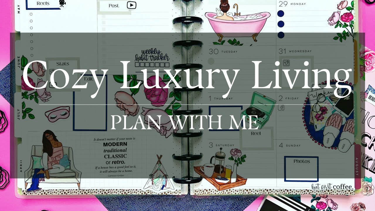 Plan With Me | Cozy Luxury Living Spread | Happy Planner Dashboard Layout - YouTube