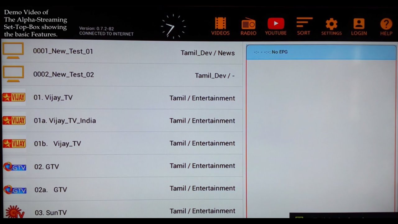 Alpha Streaming STB Demonstration (basic features) - YouTube