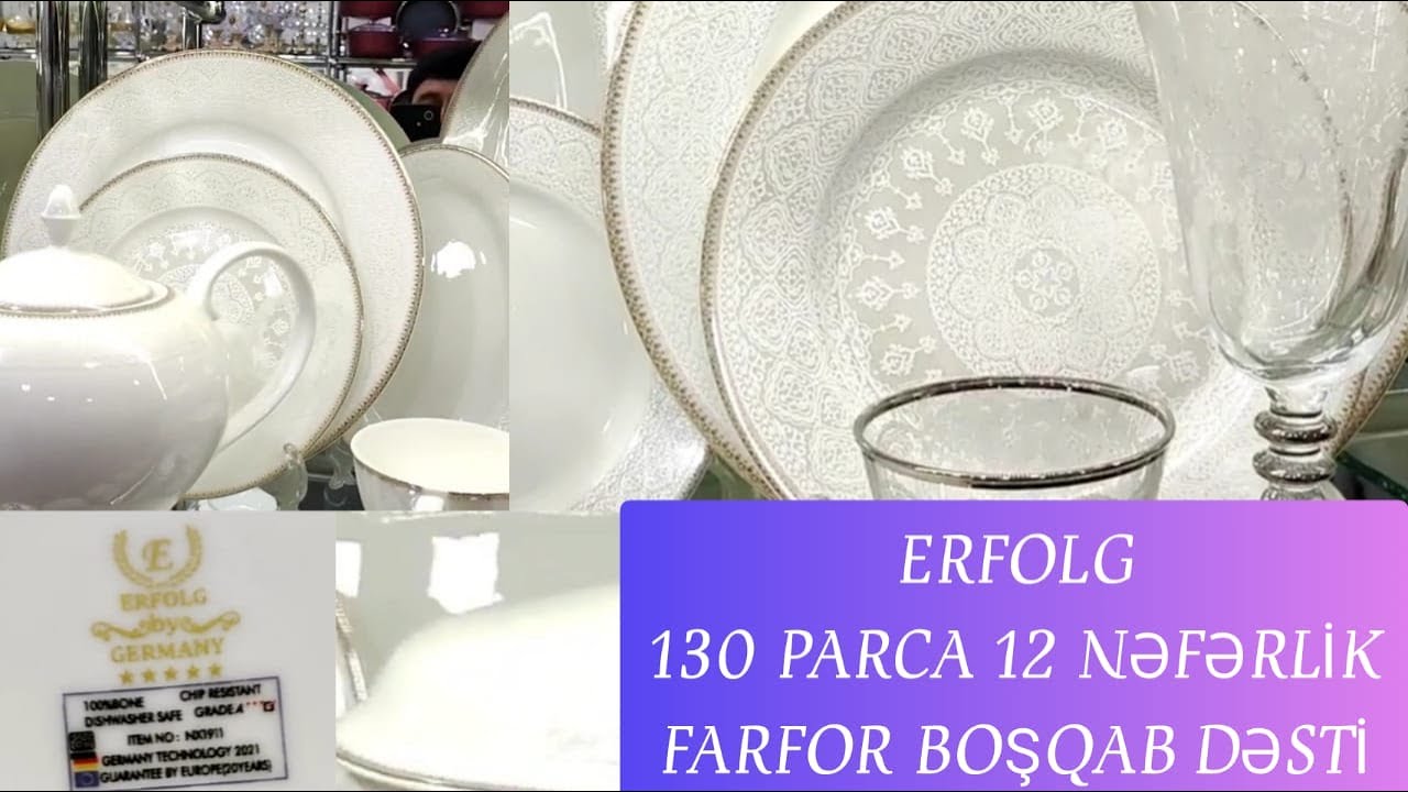 #FARFOR #Bosqab Desti 130 parca 12 neferlik #Erfolg markasi. #Yeni model, #Qab yuyan masina ...