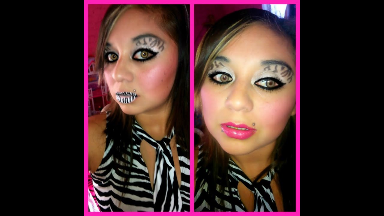 MAKE UP Y LOOK ANIMAL PRINT CEBRA /ZEBRA MAKEUP TATTOO LIPS ZEBRA BY ...
