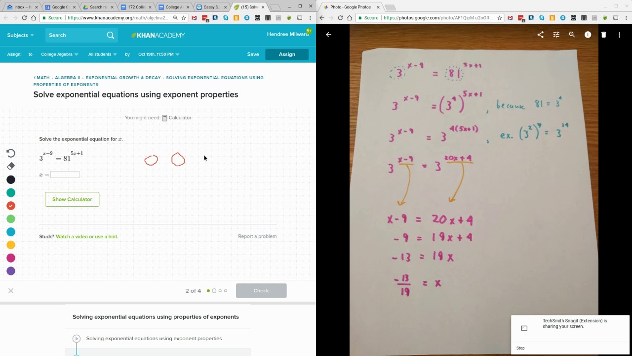 solve exponential equations using exponent properties ex 1 - YouTube