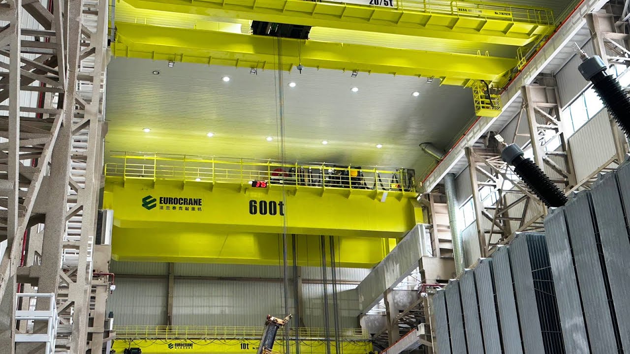 600 ton Capacity Overhead Crane for ABB Transformer Plant - YouTube