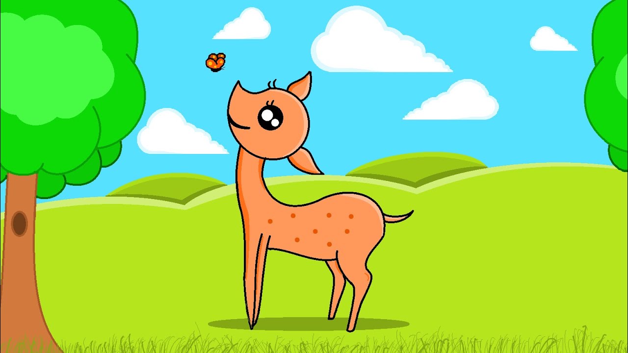 6.Drawing a Cute Deer in MS Paint | Scenery drawing in MS Paint # ...