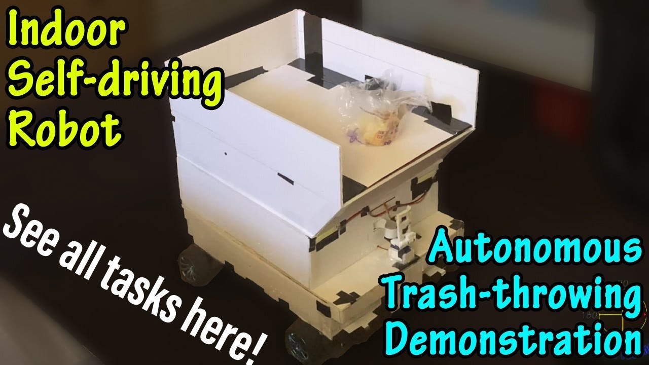Autonomous Trash-throwing Demonstration [Indoor Self-driving Robot ...