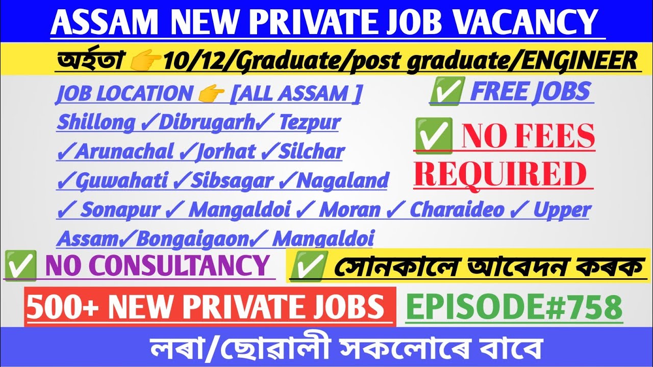 Assam Private Jobs 2024 | Private Job in Assam | Assam job news Today ...