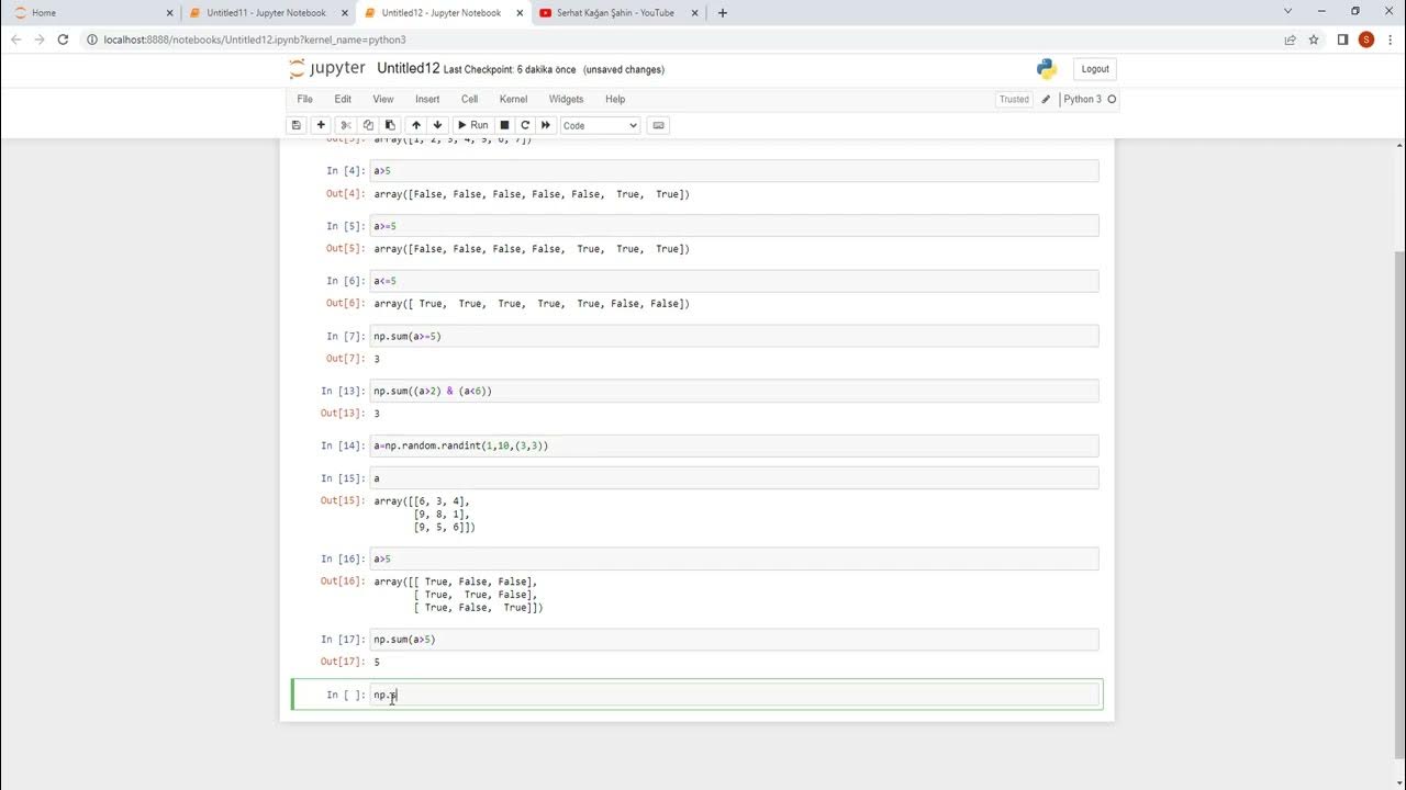 Python ile Veri Bilimi 13 - Numpy Koşullu İşlemler - YouTube