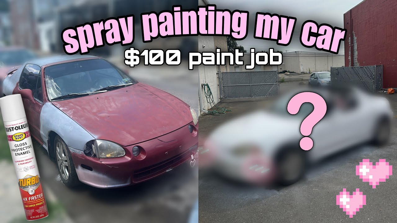 SPRAY PAINTING MY CAR || $100 PAINT JOB (1993 honda del sol) - YouTube