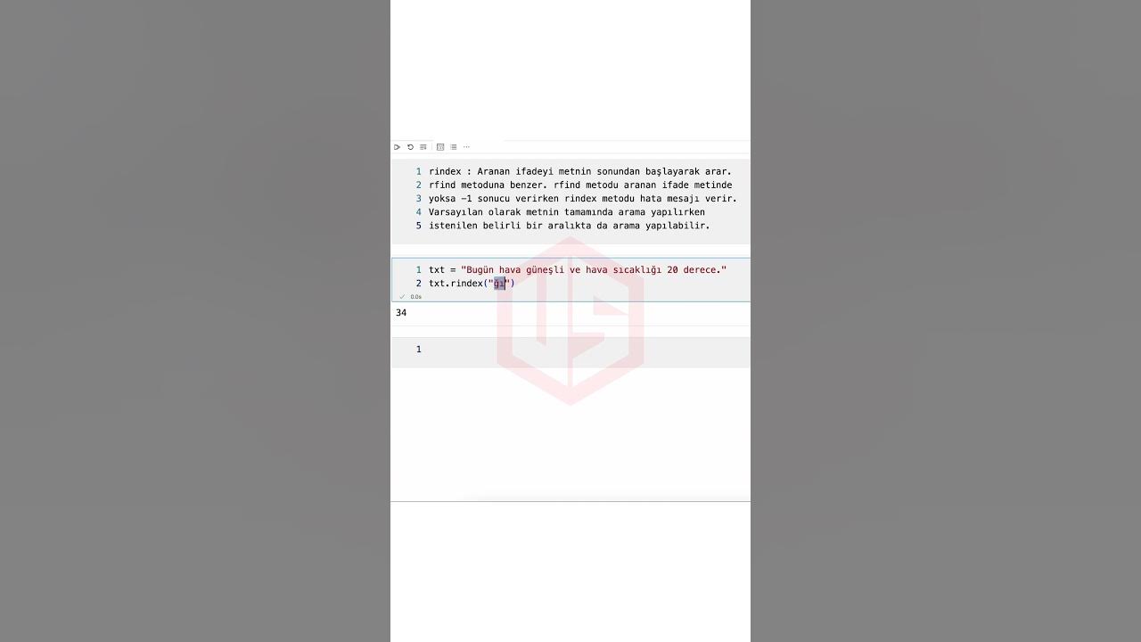 Python Bütün String Metotları Rindex Python String İşlemleri Coding Programming Python