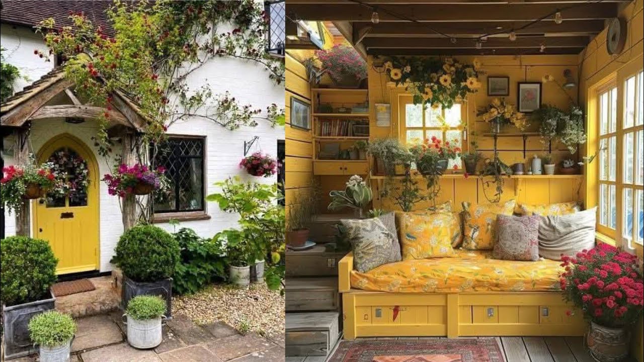 LEMON LIGHT, VINTAGE VIBE: Small Yellow Vintage Country Cottage HOME ...