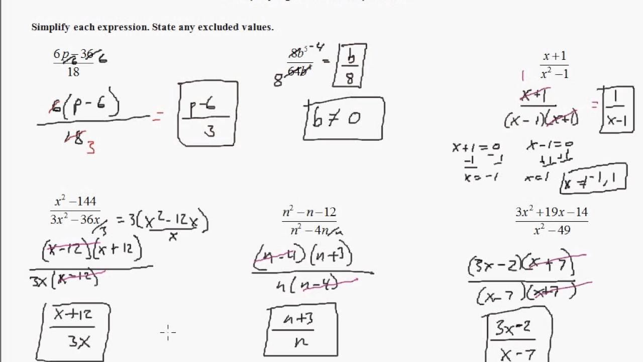 11 1 Simplifying Rational Expressions Day 1 - YouTube